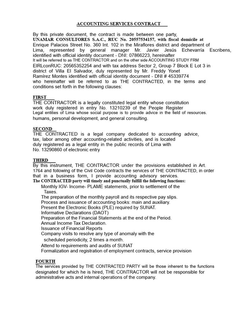 Accounting Services Contract Model | PDF | Arbitration | Business