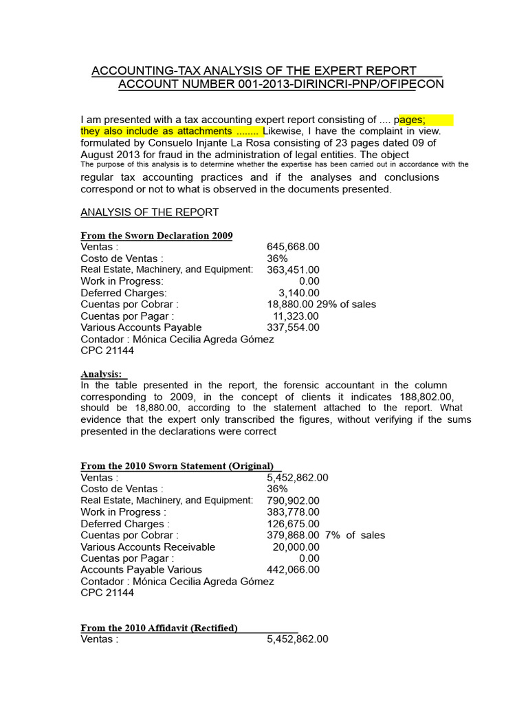 Tax Accounting Expert Report Analysis | PDF | Taxes | Expense
