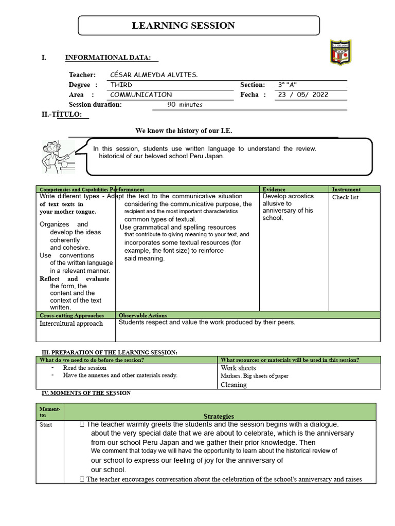 Historical Review of Peru Japan School | PDF | Learning | Communication