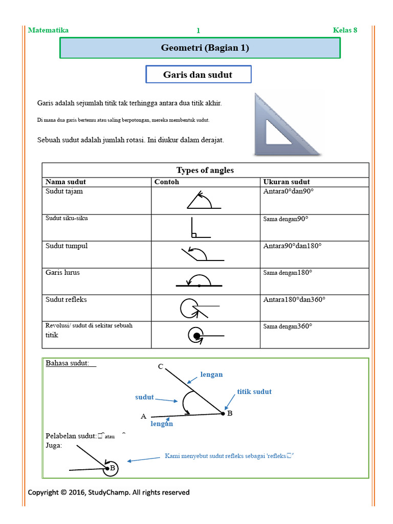 Geometri Garis dan Sudut Kelas 8 | PDF