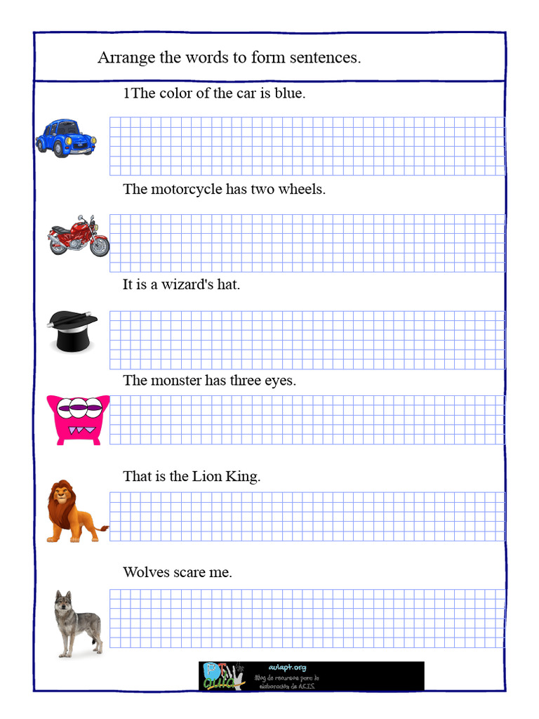 Arrange Words To Form Sentences With Visual Aid | PDF
