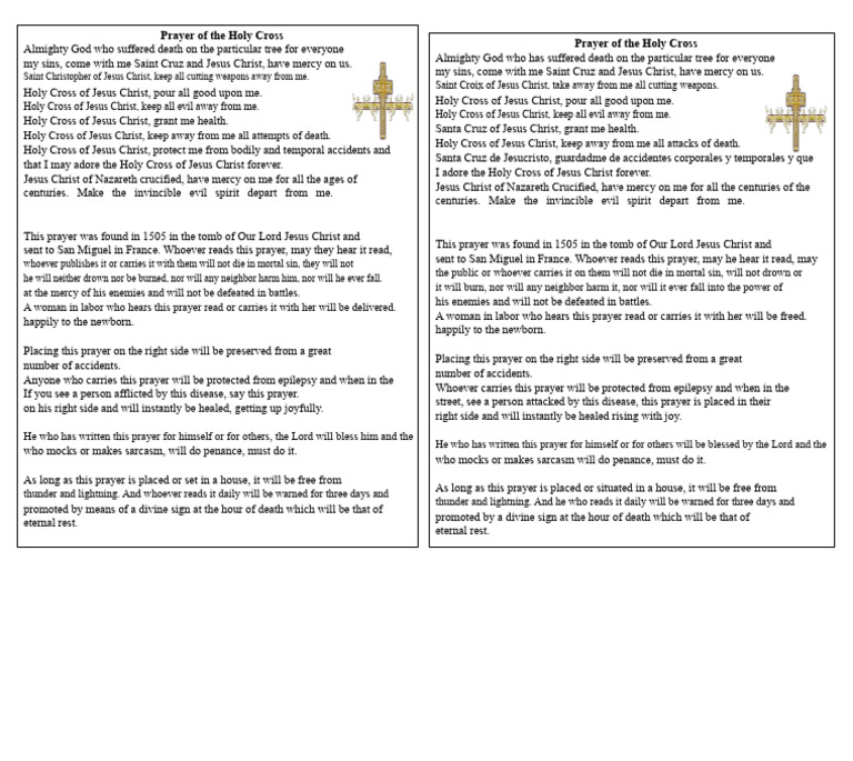 Prayer of the Holy Cross for Protection | PDF | Jesus | Mercy
