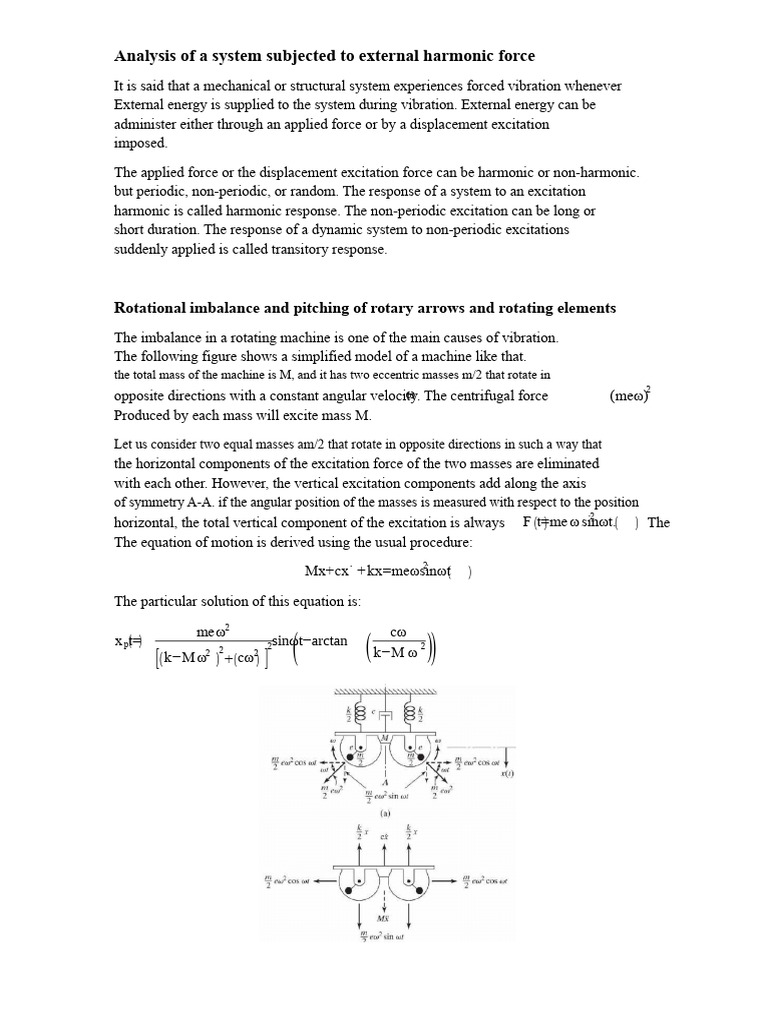 Analysis of A System Subjected To External Harmonic Force | PDF ...