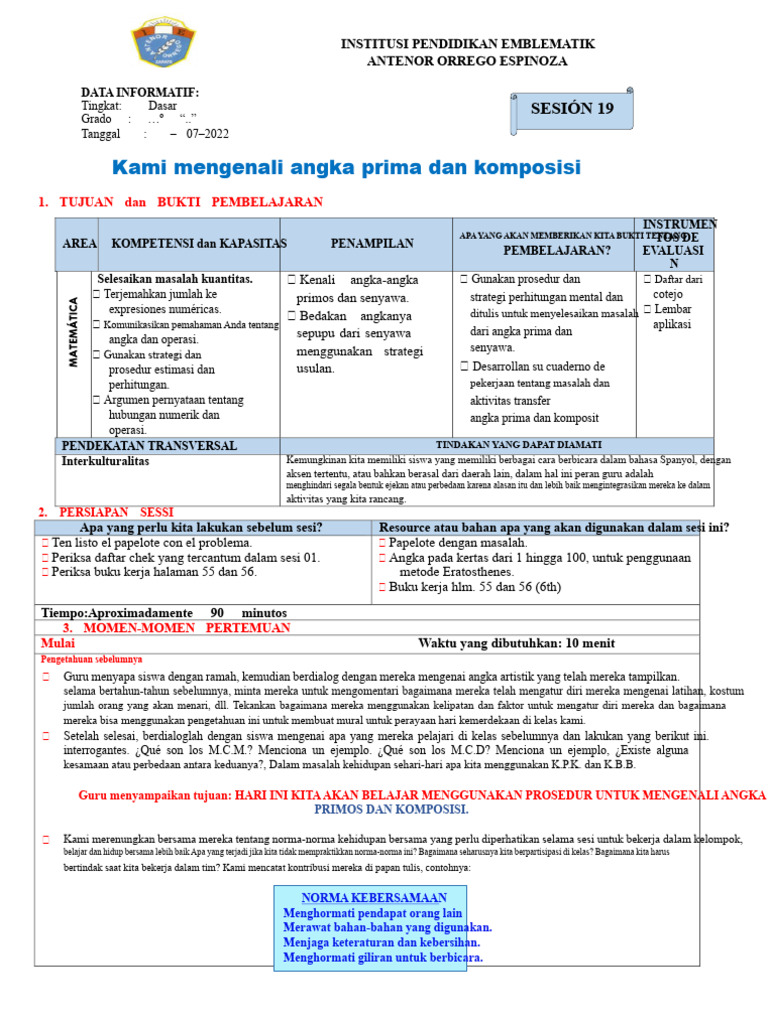 Sesi 15 Juli kita mengenali bilangan prima dan komposit | PDF