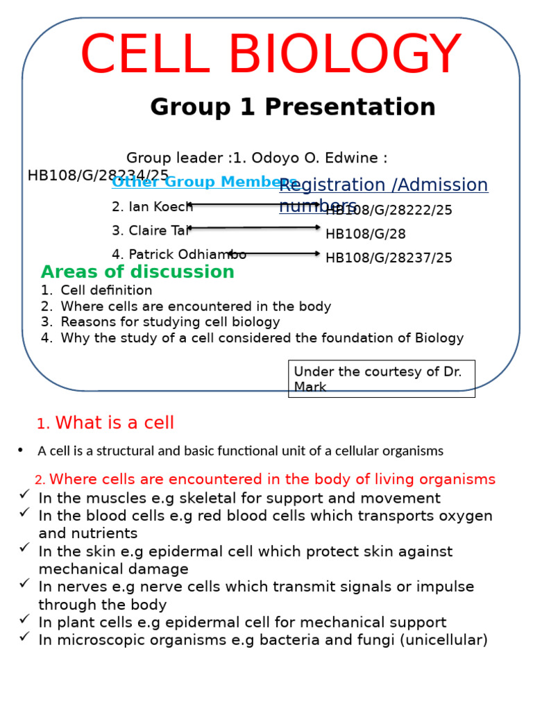 GROUP 1 1ST SLIDE | PDF | Cell (Biology) | Biology