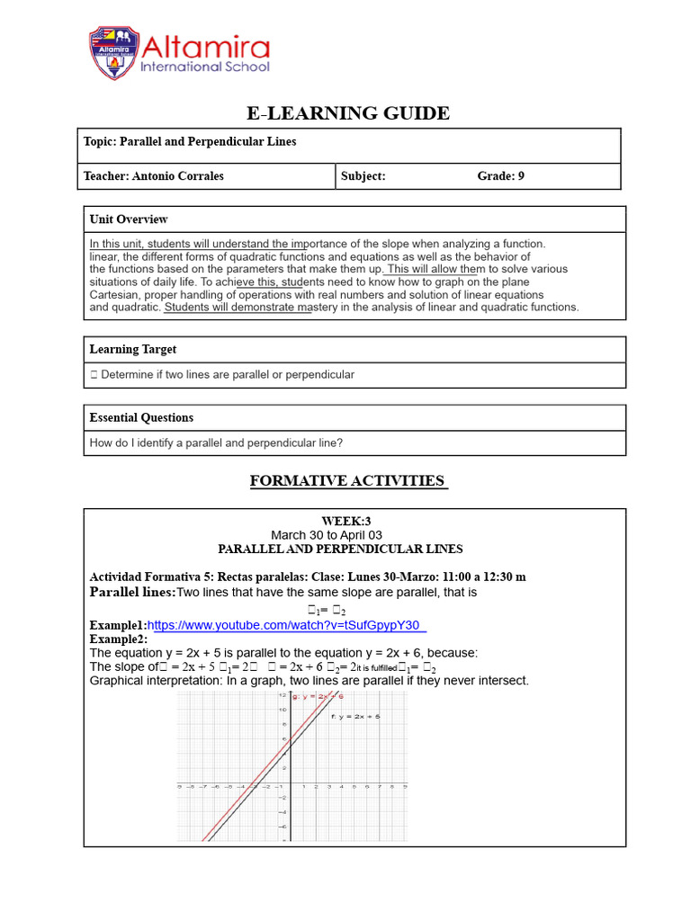 Understanding Parallel and Perpendicular Lines | PDF | Equations ...