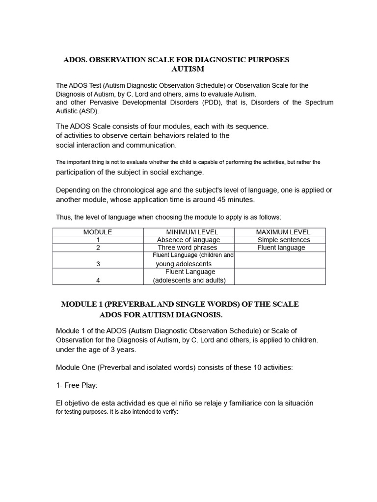 Ados | PDF | Autism | Pervasive Developmental Disorders
