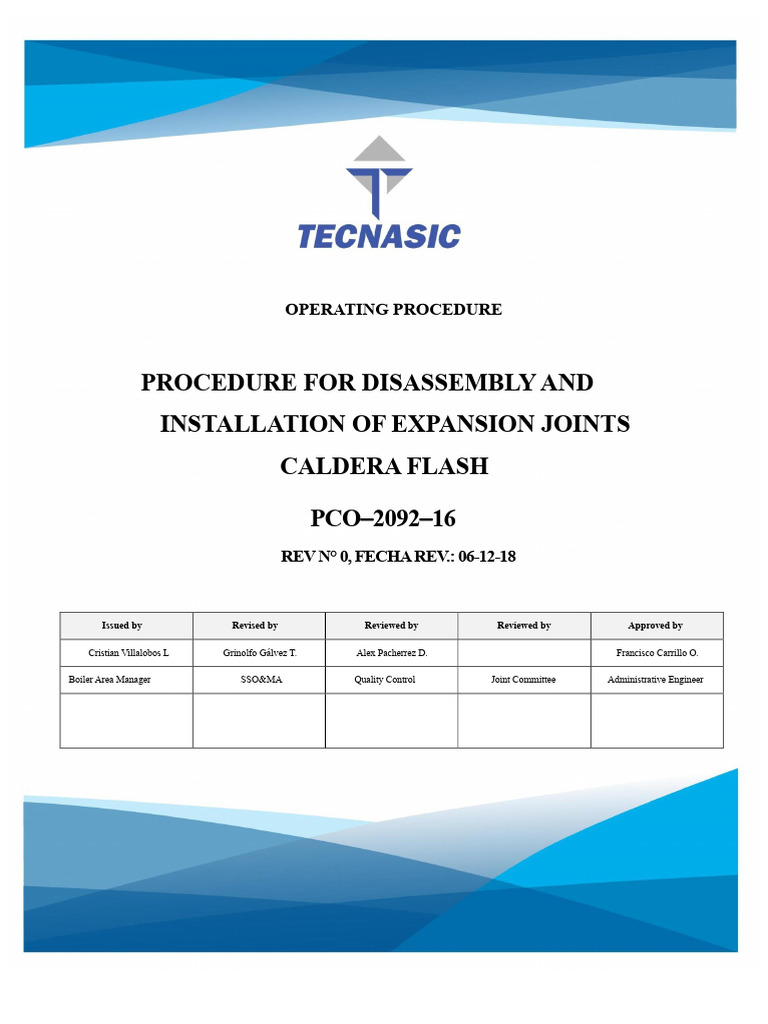 Procedure For Dismantling and Assembling Expansion Joints Boiler Flash ...