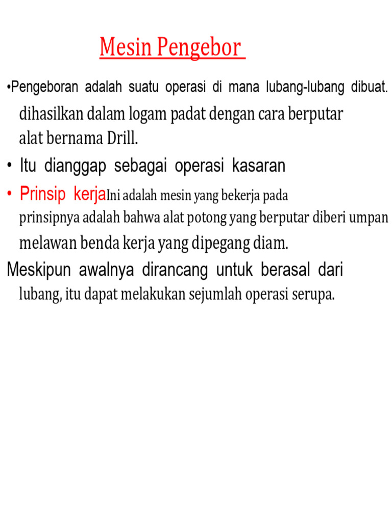 Operasi Dan Klasifikasi Mesin Bor | PDF