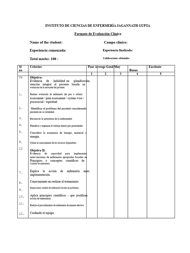 Formato de Evaluación Clínica y CHARLA DE SALUD BSC JIMSH | PDF ...
