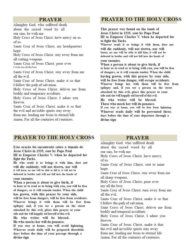 Prayer To The Holy Cross | PDF | Jesus | Prayer