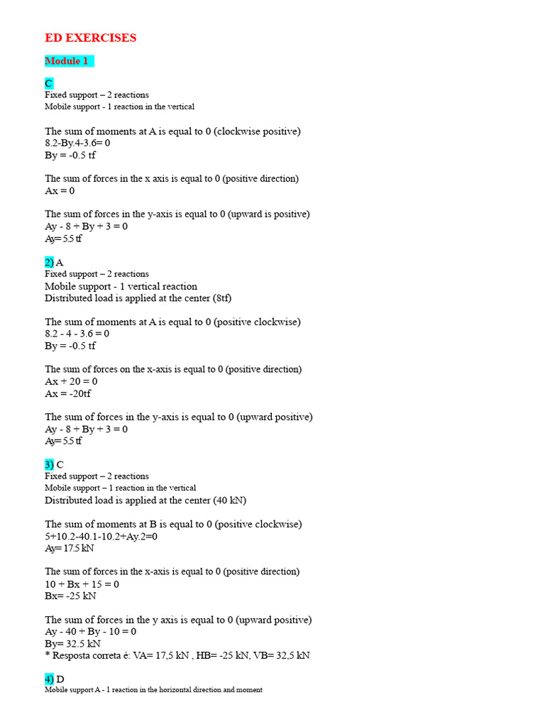 ED 5th Semester - Statics in Structures UNIP | PDF | Cartesian ...