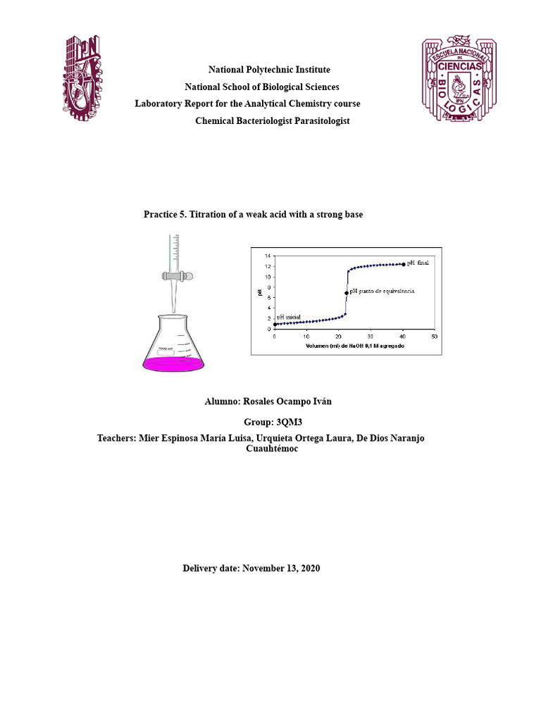 Practice 6. Weak Acid-Strong Base Titration. | PDF | Titration | Chemistry