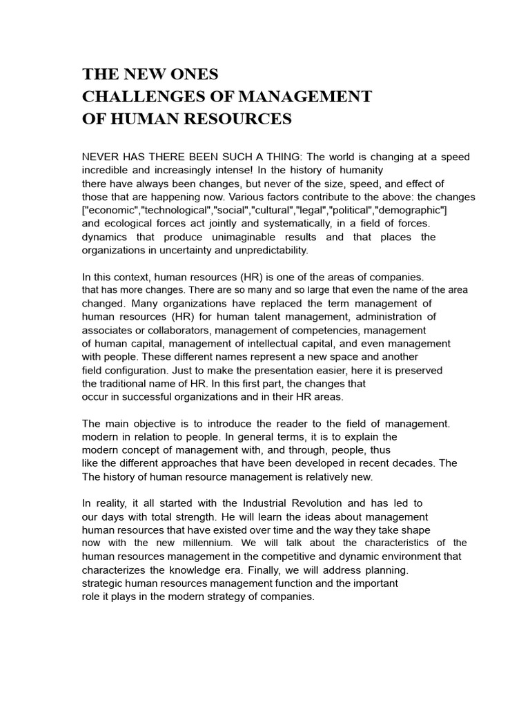 The New Challenges of Human Resource Management | PDF | Human Resource ...