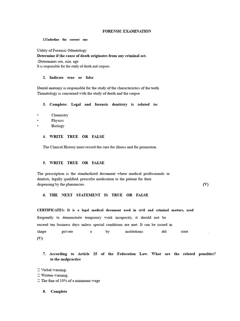 Final Forensic Exam | PDF | Medicine