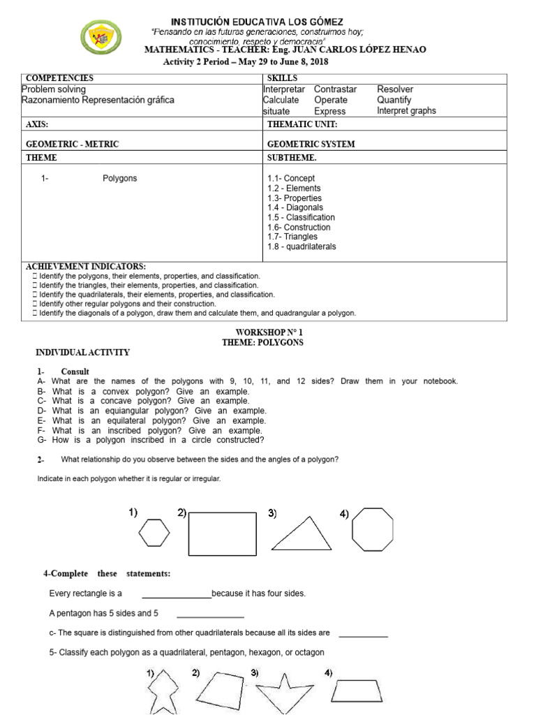 Geometry Workshop Sixth Grade | PDF | Triangle | Rectangle