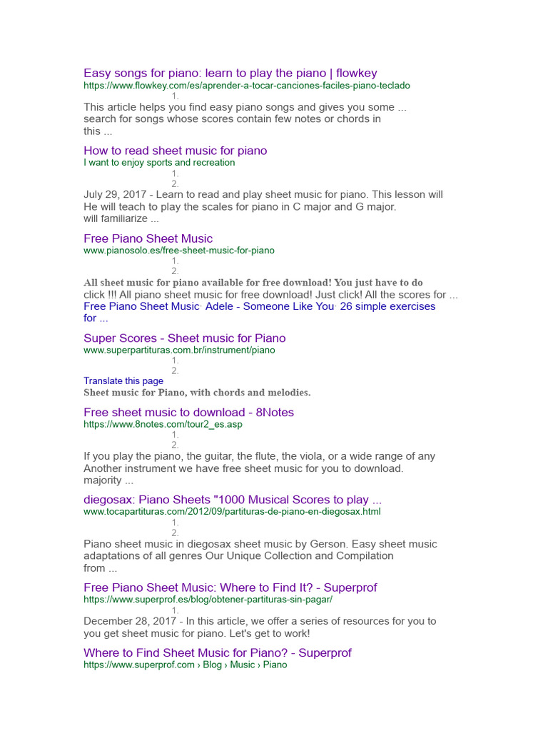 Easy Piano Songs for Beginners | PDF | Sheet Music | Songs
