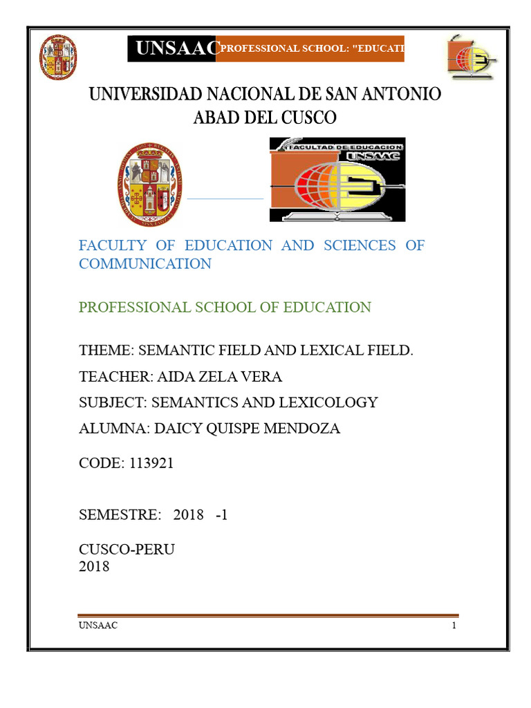 Semantic Field Lexical Field | PDF | Word | Lexicon