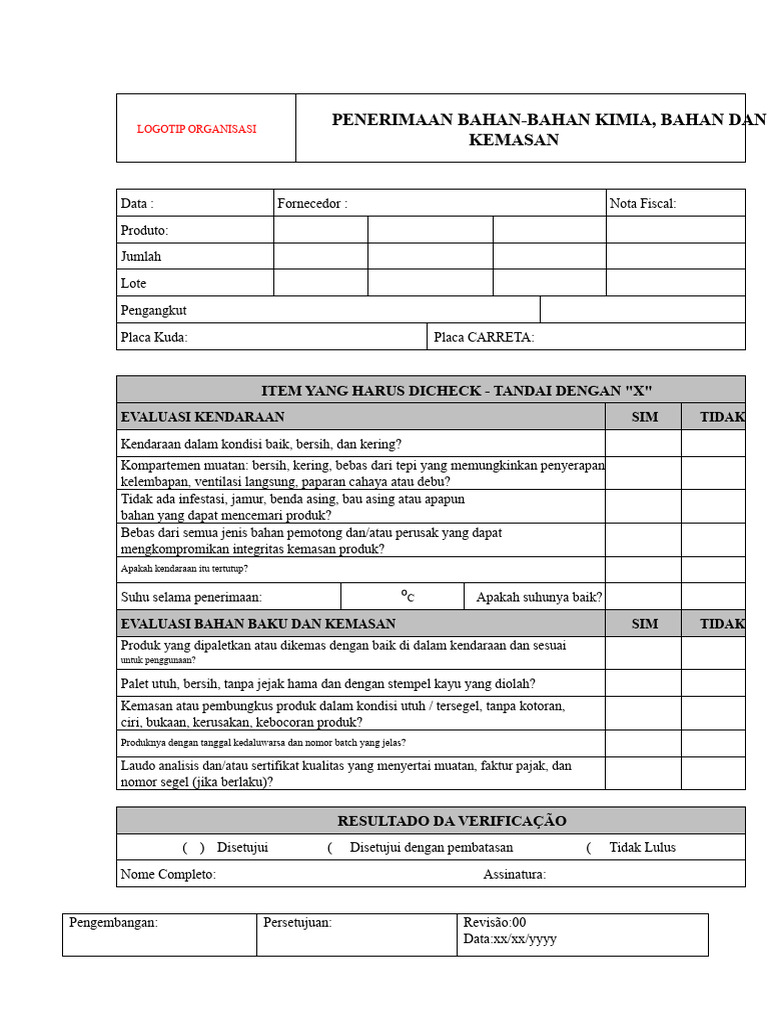 Checklist Penerimaan Material | PDF