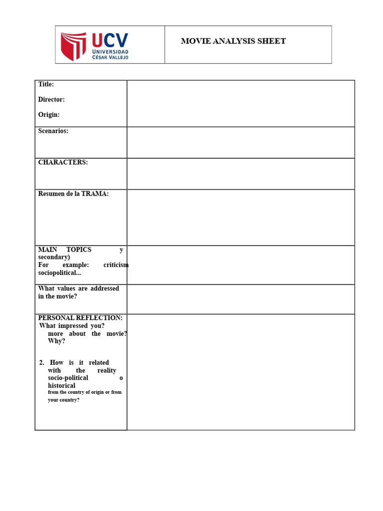 Movie Analysis Sheet | PDF