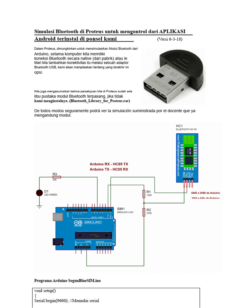 Kontrol LED via Bluetooth di Proteus | PDF