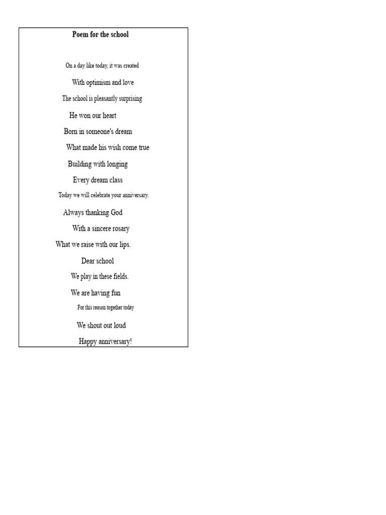 Poem for the school.docx | PDF