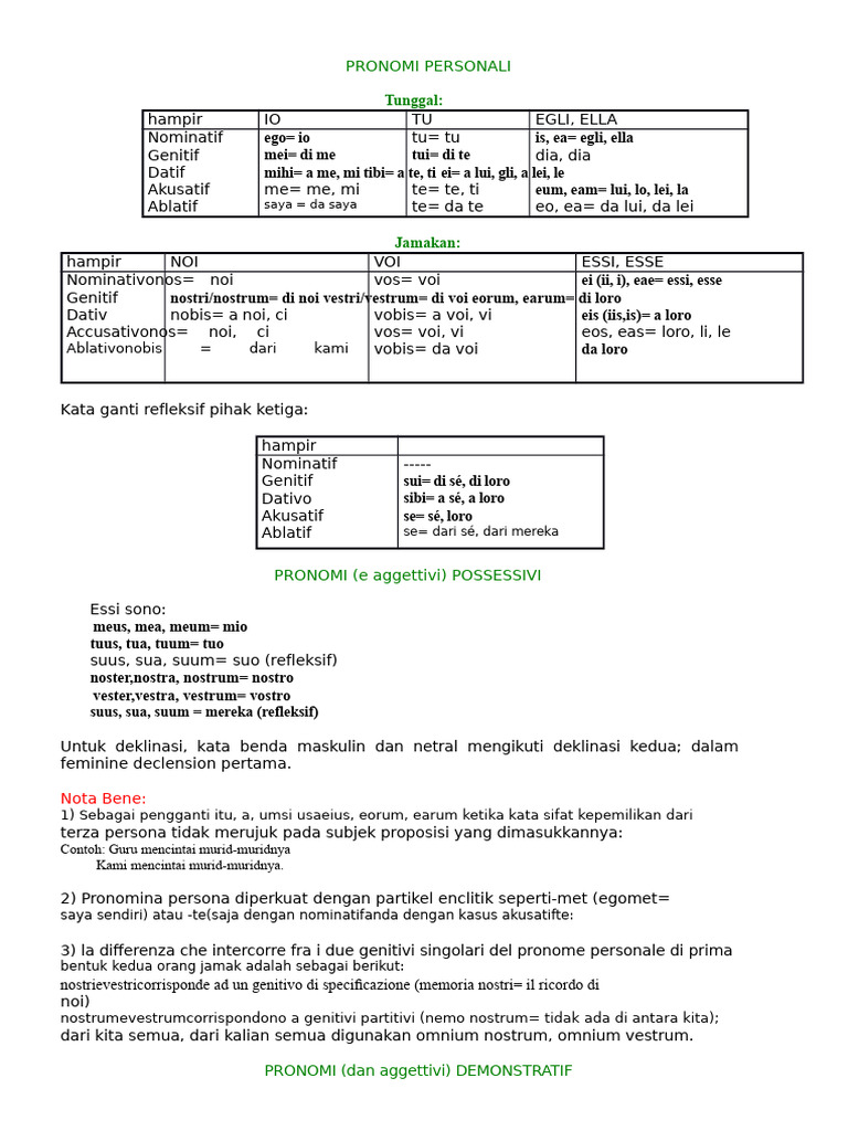 Panduan Pronomina dalam Bahasa Latin | PDF