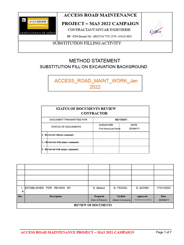 8 Method Statement Backfill of Replacement On Excavation Base | PDF