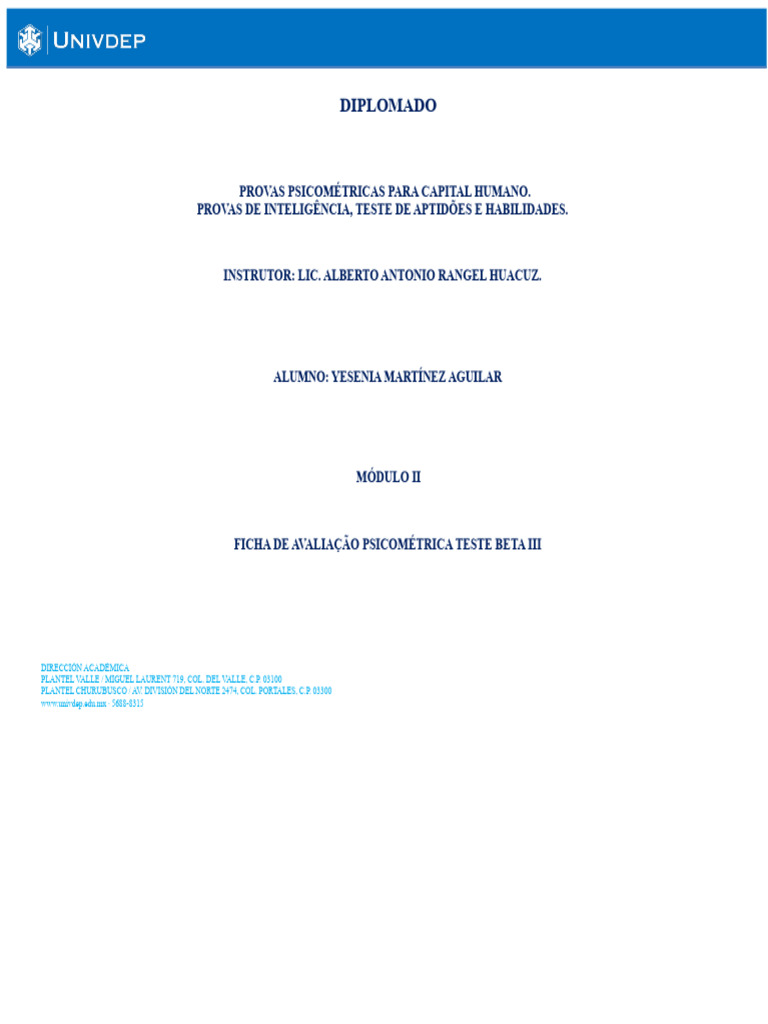 Teste Beta III: Avaliação Psicométrica | PDF | Inteligência | Quociente ...