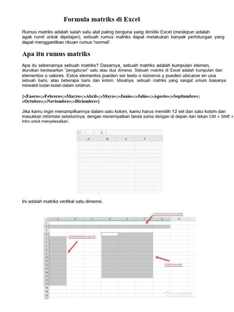 Panduan Lengkap Rumus Matriks Excel | PDF