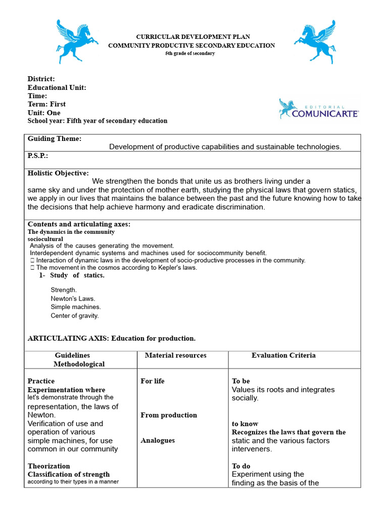 CURRICULAR DEVELOPMENT PLAN 5th Sec PHYSICS | PDF | Temperature | Physics
