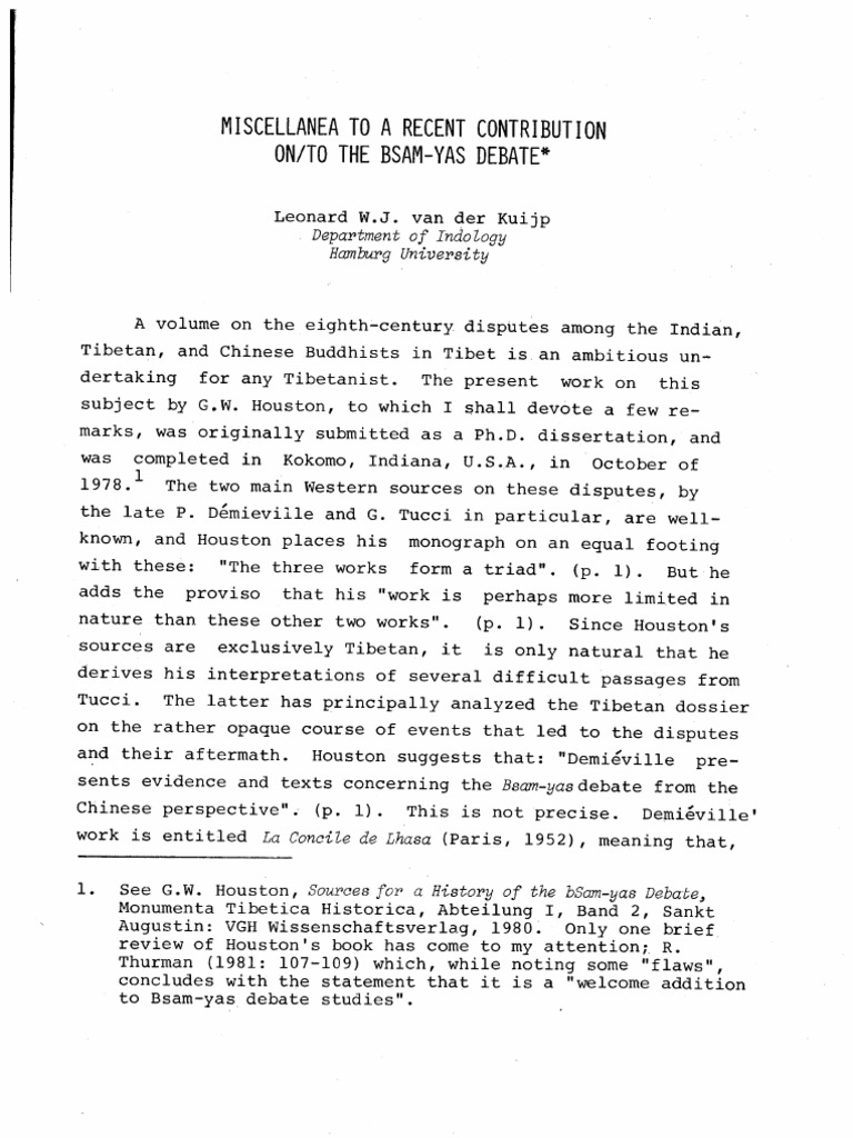 Kuijp On Samye Debate | PDF