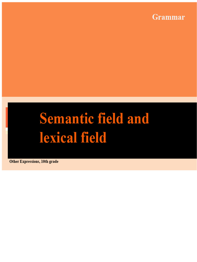 Lexical Semantic Field | PDF