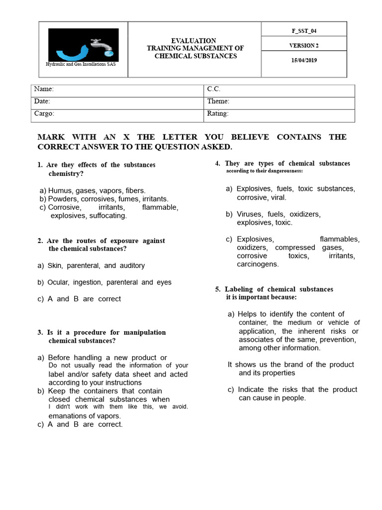 Chemical Substances Management Evaluation Format | PDF | Toxicity ...