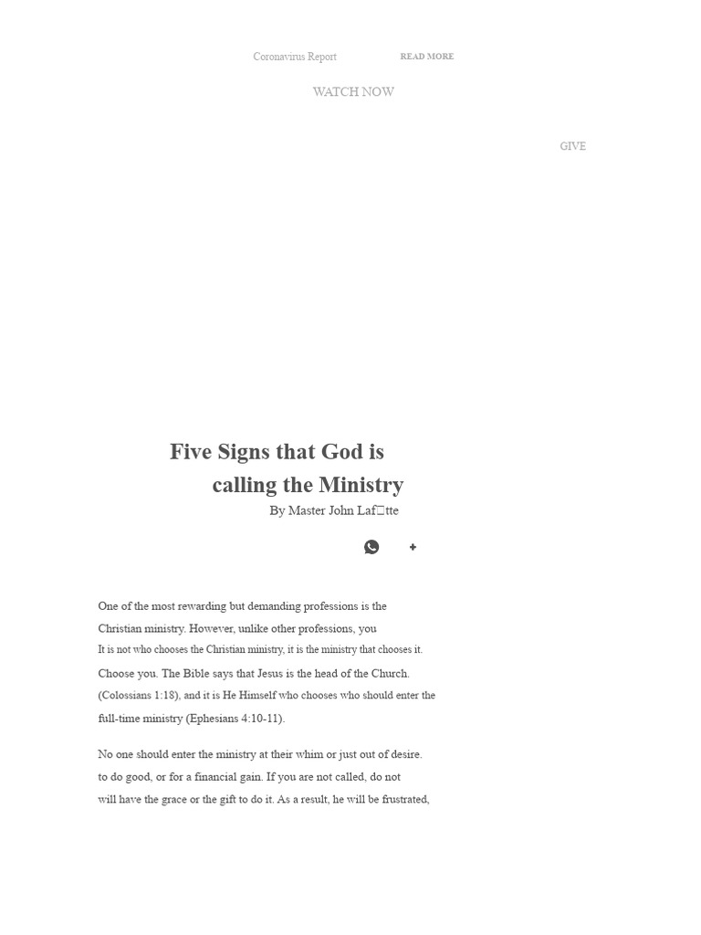 Five Signs That God Is Calling You To The Ministry - King Jesus | PDF ...