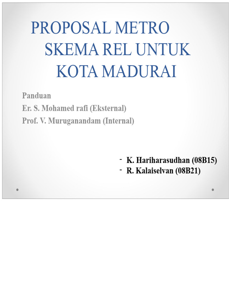 Proposal Jalur Kereta Metro Untuk Madurai | PDF