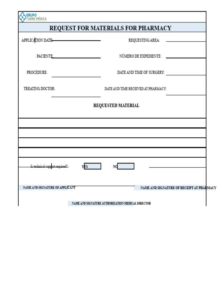 Pharmacy Materials Request Form | PDF | Warehouse | Social Programs