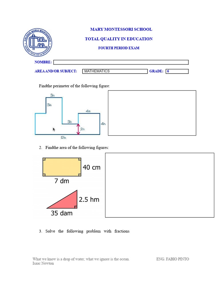 Montessori Exam | PDF | Mathematics