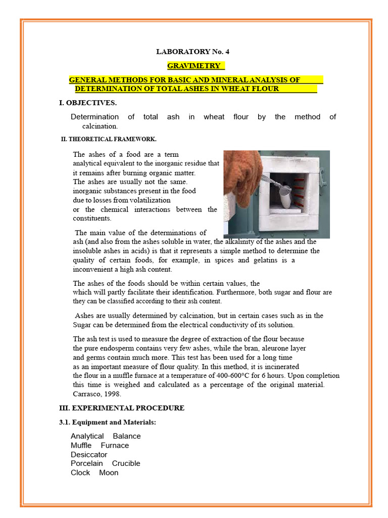Total Ash Determination in Wheat Flour | PDF | Flour | Solubility