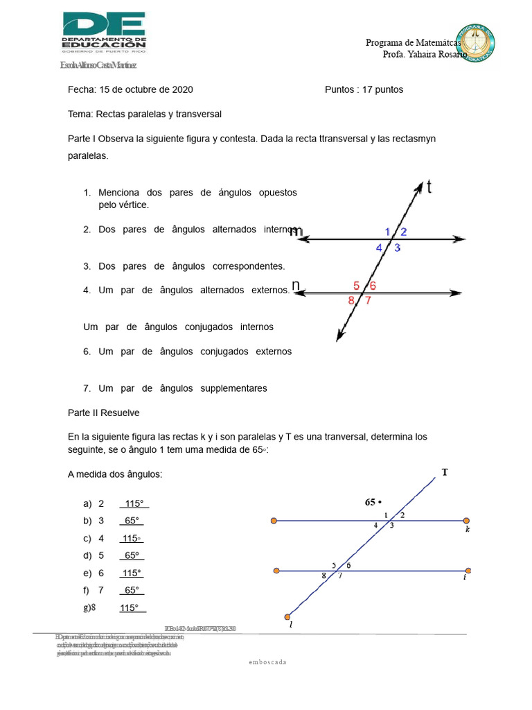 Ángulos en Rectas Paralelas y Transversales | PDF | Ángulo | Euclides