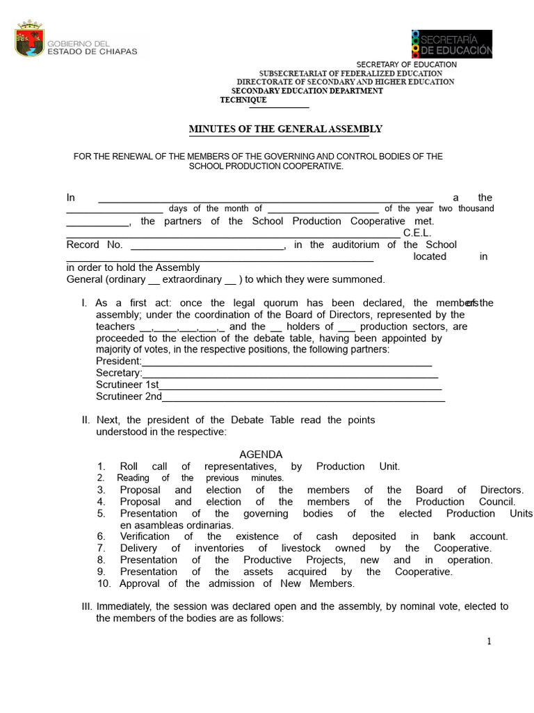 General Assembly Minutes for Cooperative Renewal | PDF
