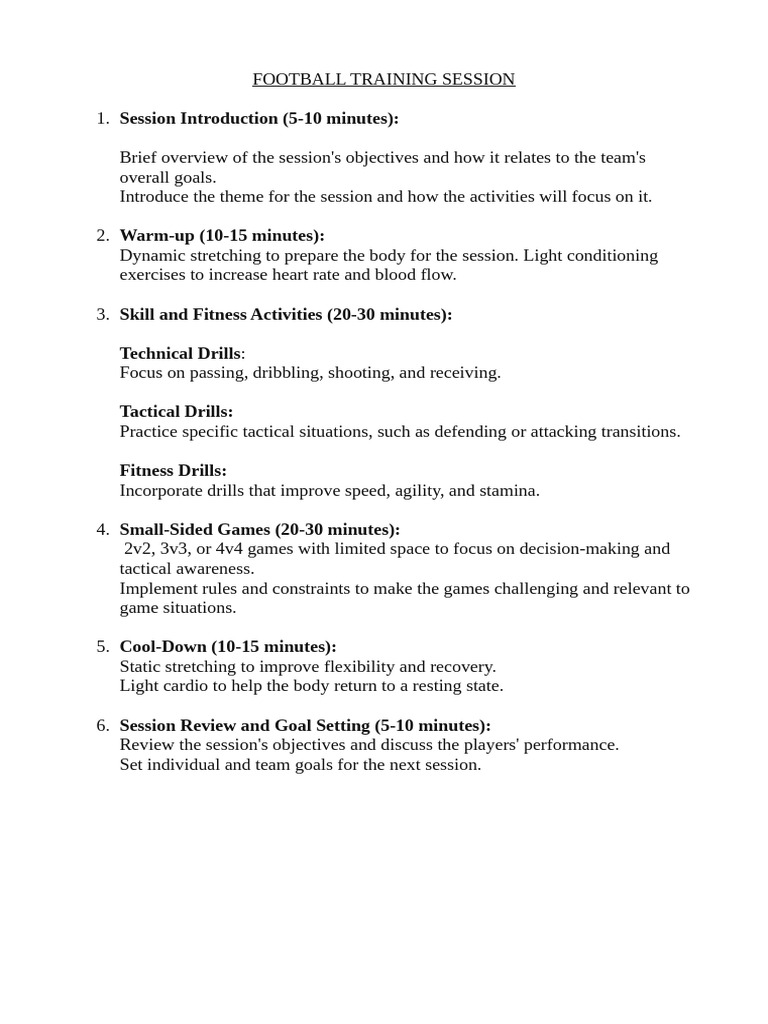FOOTBALL Training Session | PDF