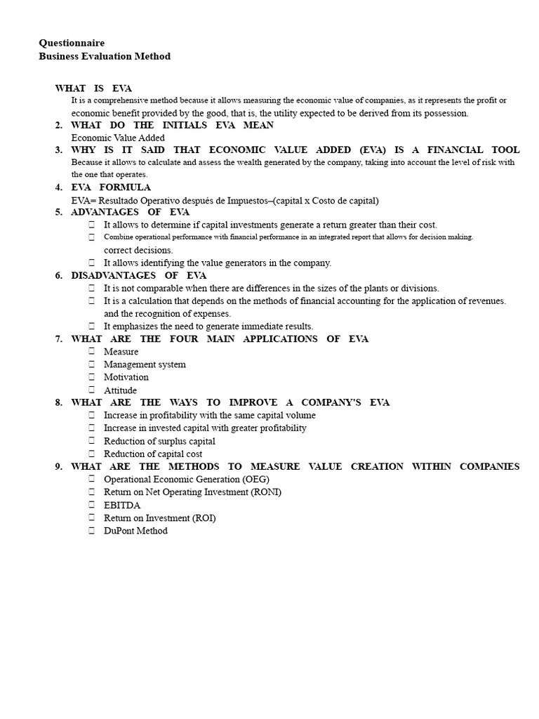 Understanding Economic Value Added (EVA) | PDF