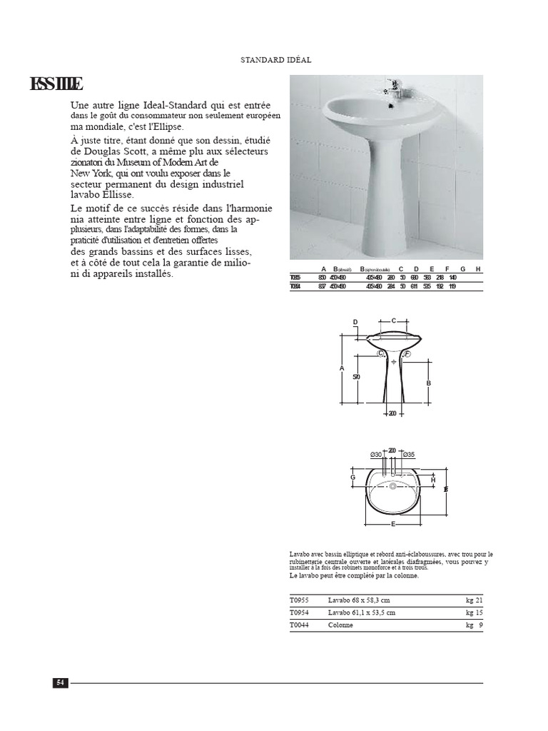 Lavabo et WC Ellipse : Design et Fonctionnalité | PDF | Salle de bain ...