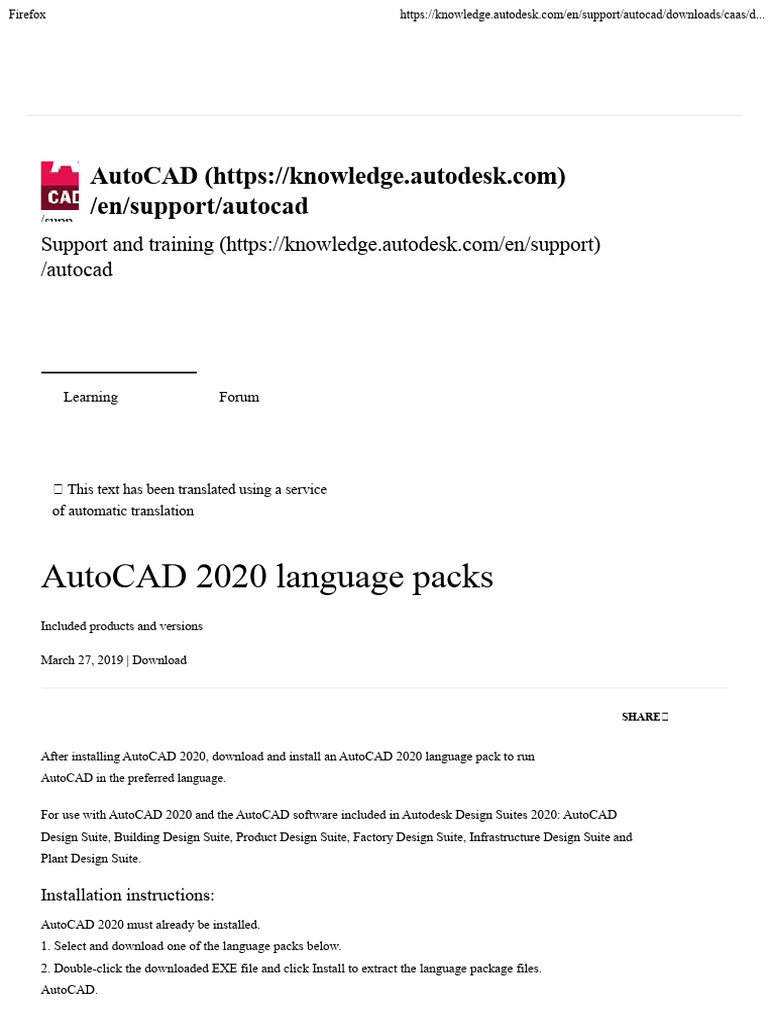 AutoCAD 2020 Language Packs AutoCAD 2020 Autodesk Knowledge Network ...