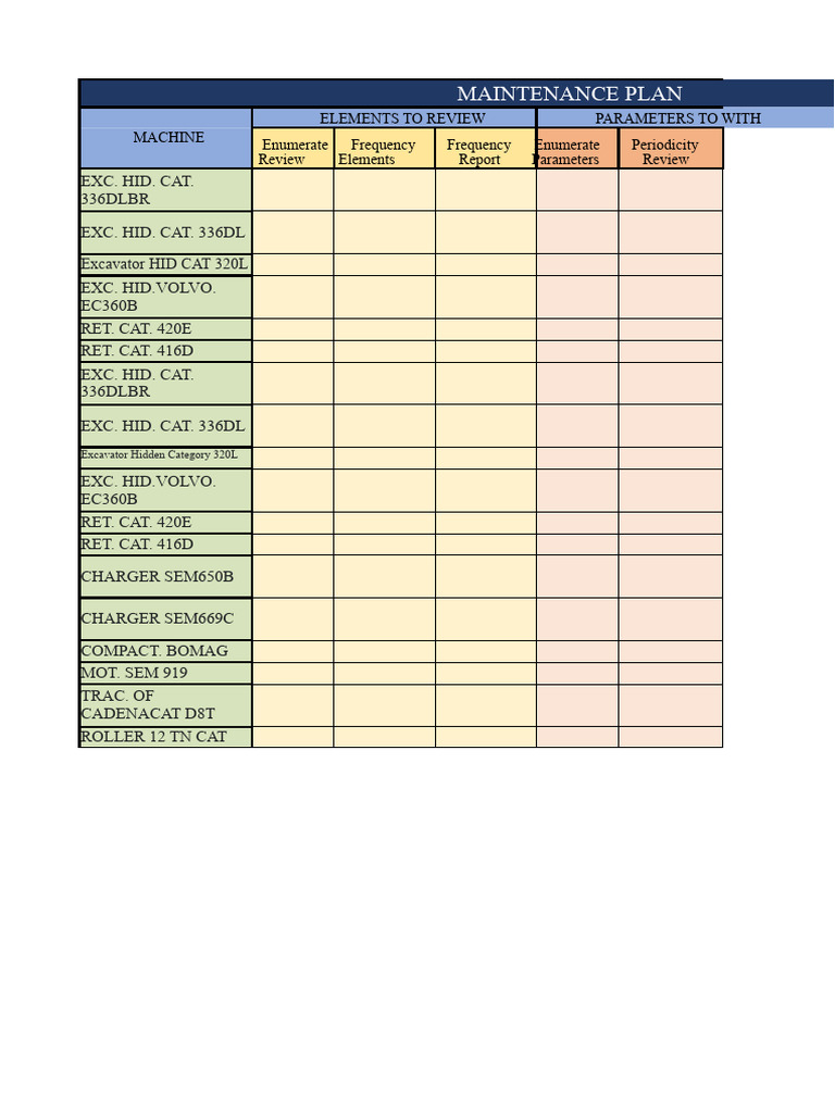 excel-template-preventive-maintenance | PDF