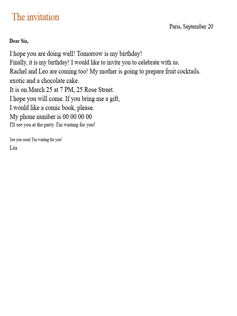 A Birthday Invitation Letter | PDF