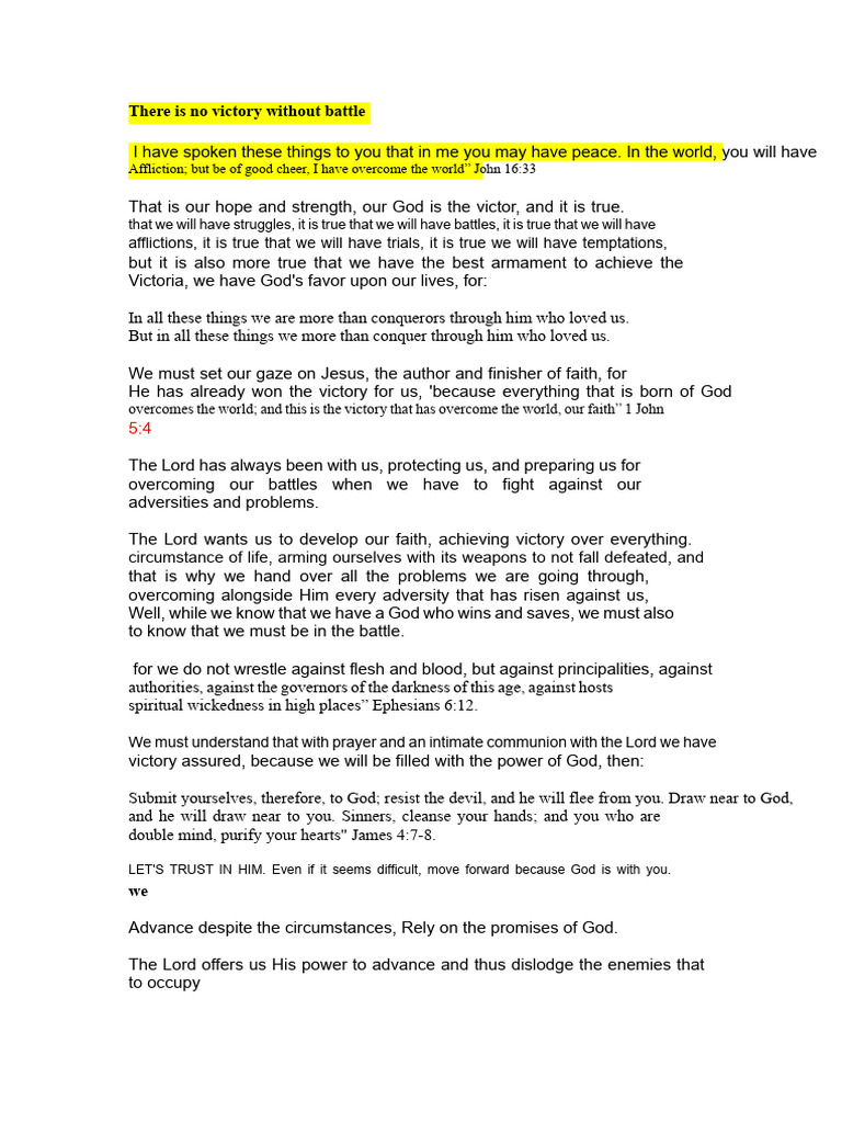 There Is No Victory Without A Battle 1) | PDF | Faith | Christian ...