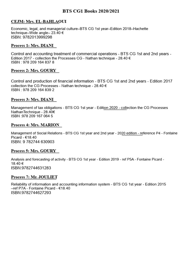 BTS CG Books 2020 - 2021 | PDF