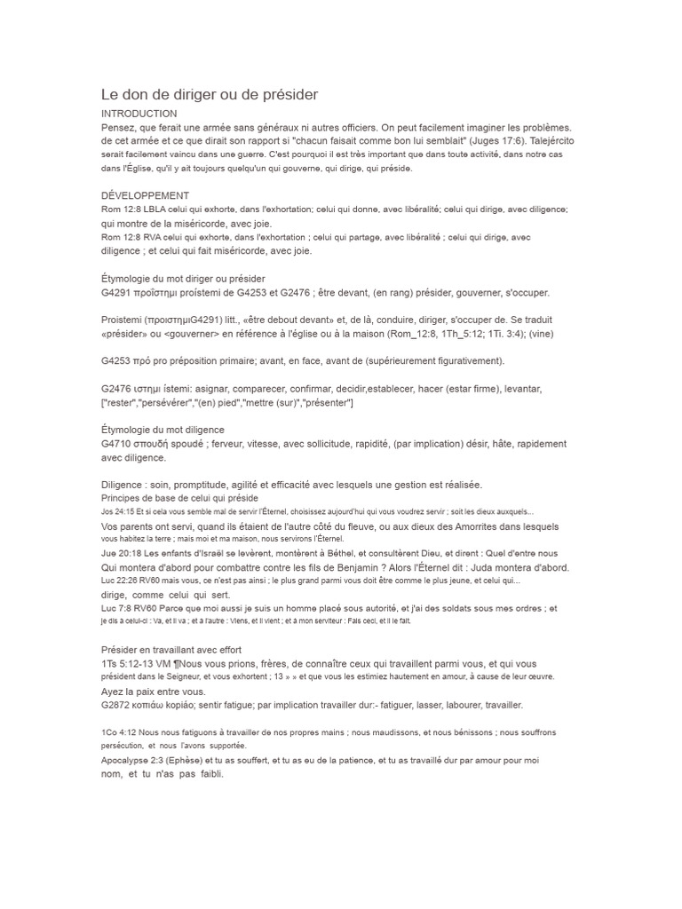 Importance de la Direction dans l'Église | PDF | Théologie